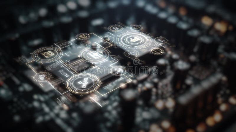 The Processor Processes a Data Array, Infographics in Motion Stock ...