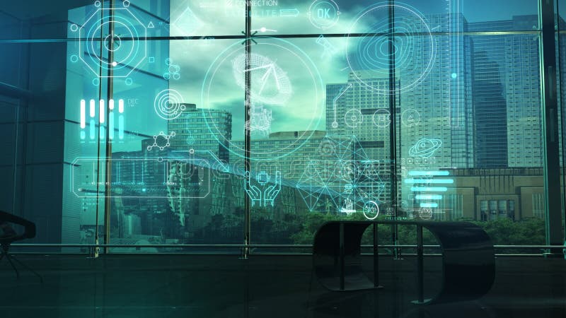 Animated Holographic Infographic on Artificial Intelligence Management ...