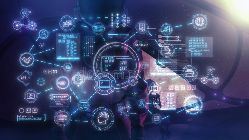 The Use of Artificial Intelligence in Space Calculations. Stock Video ...