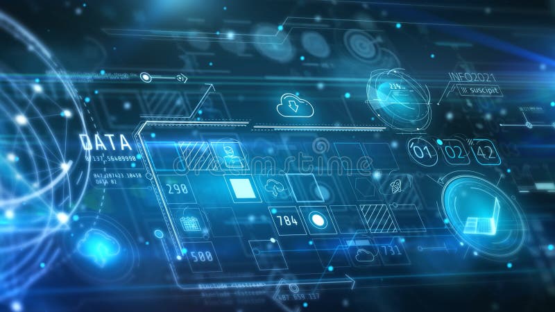 Infographics about Cloud Technologies on the Background of a Skyscraper ...