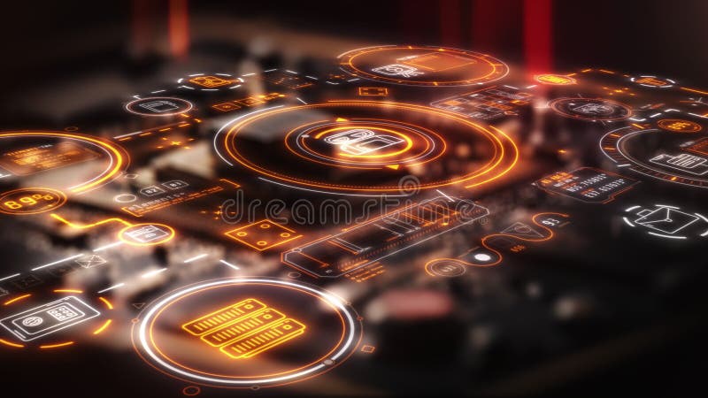 The Processor Processes a Data Array, Infographics in Motion Stock ...