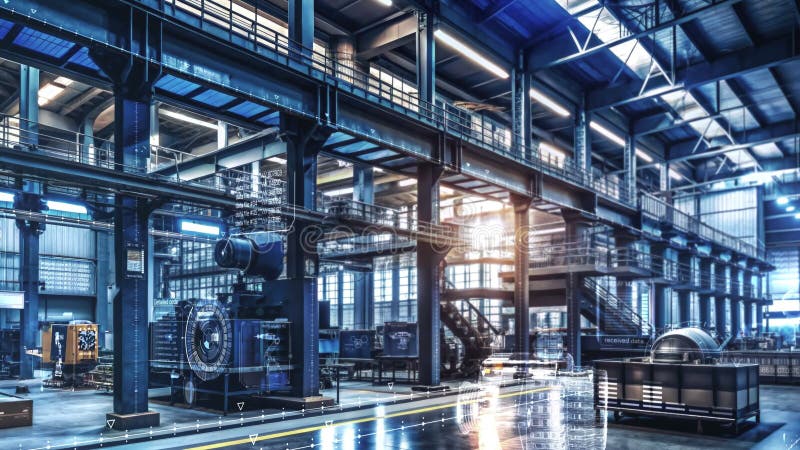 Production Facility with Augmented Reality. Animated Infographics ...