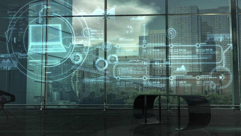 Infographics about Network Communication on Laptop Screen. 3D Render ...