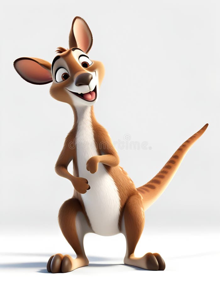 Cheerful Cartoon Kangaroo Character - Generative AI Stock Illustration ...