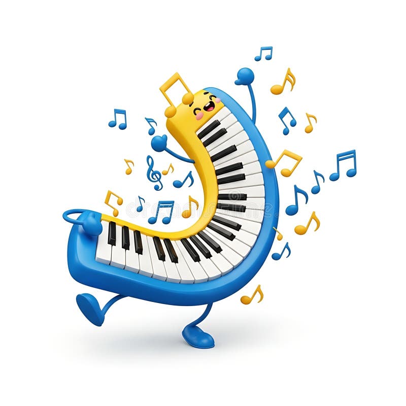 Piano Keys and Dancing Notes Stock Illustration - Illustration of notes ...