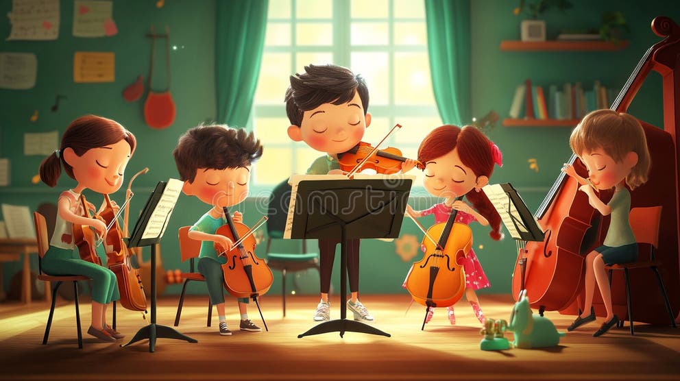 Animated Kids As Musicians Composing a Symphony with Different ...