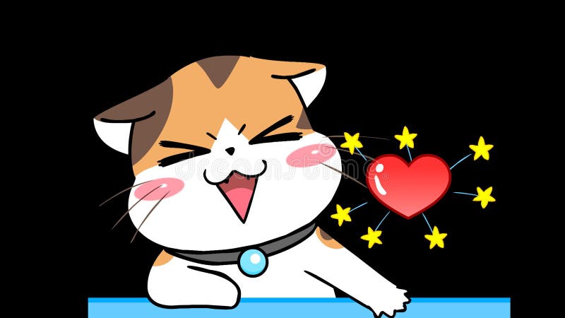 Animated Kitten Happily Slapping the Table-Transparent Background Stock ...