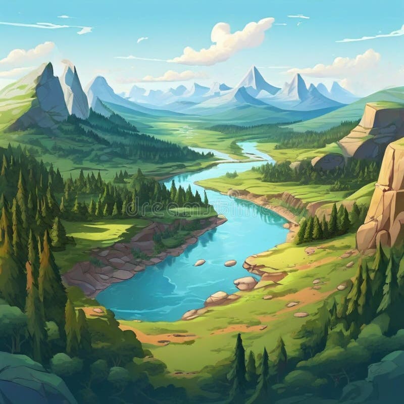 Animated Landscape Top View Created by Artificial Intelligence Stock ...