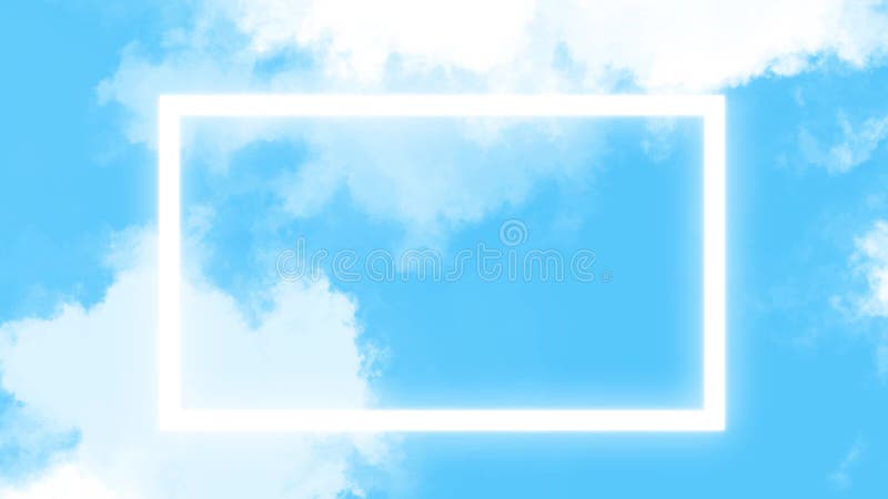 Animated Layout with Glowing Frame on Blue Sky Background with Clouds ...