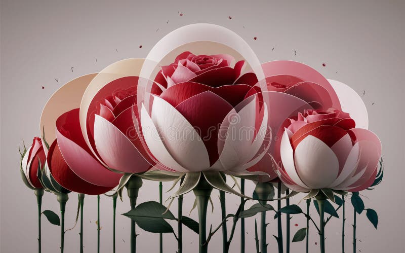 Generative-AI, Animated Sequence of a Rose Blooming in Stages Stock ...