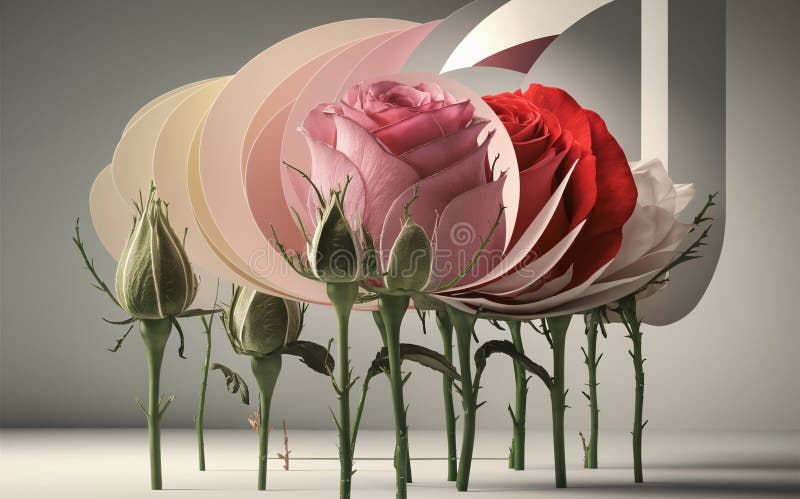 Generative-AI, Animated Sequence of a Rose Blooming in Stages Stock ...
