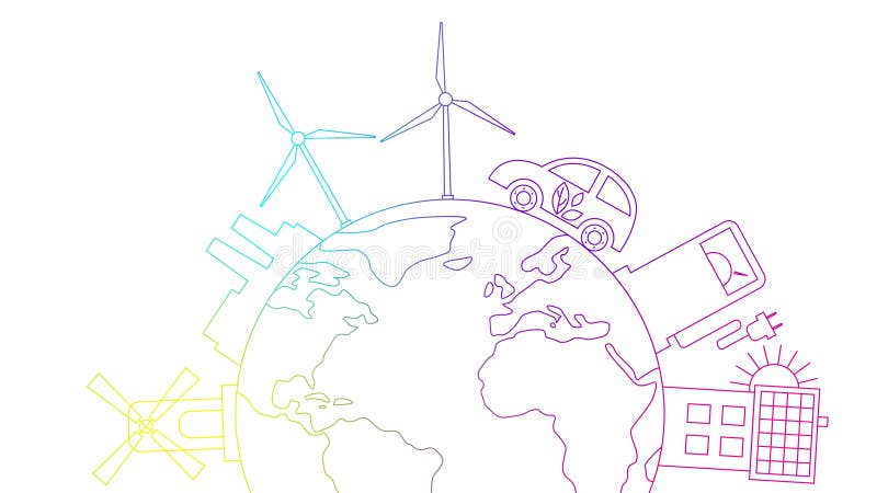 Animated Linear Colorful Icon of Green Energy City on Circle Planet ... Animated Linear Colorful Icon of Green Energy City on Circle Planet ...