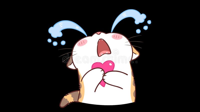 Animated Little Cat Crying - Transparent Background Stock Footage ...