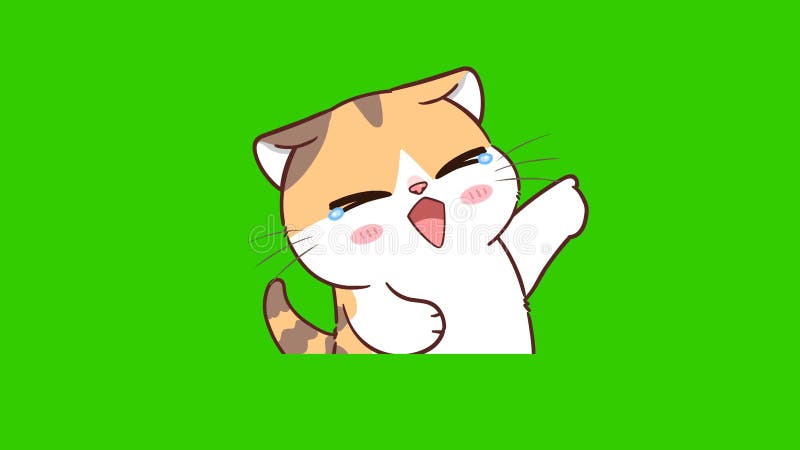 Animated Little Cat Laughing and Falling Backward - Green Screen Stock ...