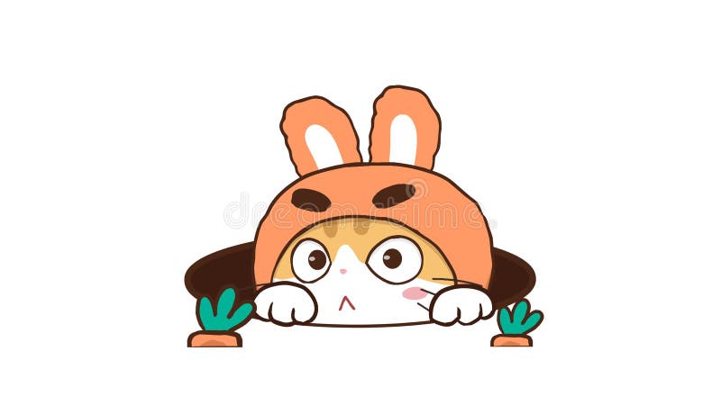 Animated Little Cat Popping Up From Rabbit Hole White Background Stock Footage Video Of