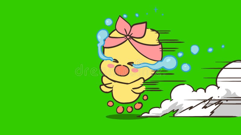 Animated Little Duck Running and Crying on Green Screen Stock Video ...