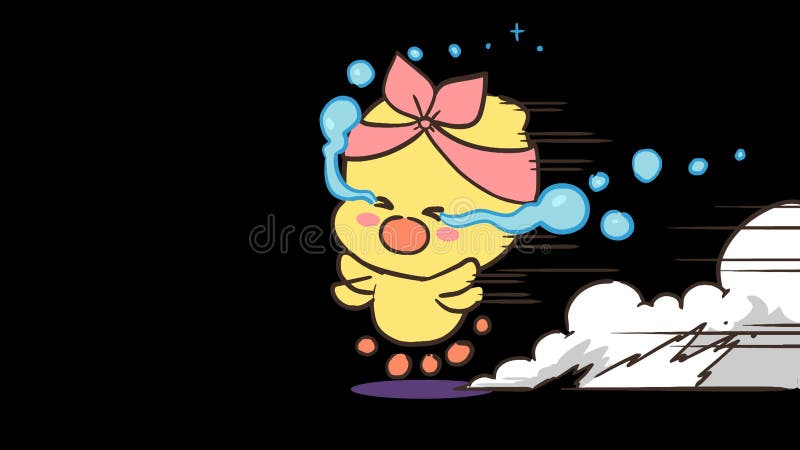 Animated Little Duck Running and Crying on Transparent Background Stock ...