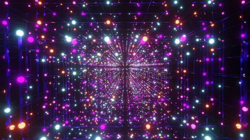 Animated Loop Relaxing Visual Colorful Abstract Background, Fall Down in Glow Colorful Particles ...