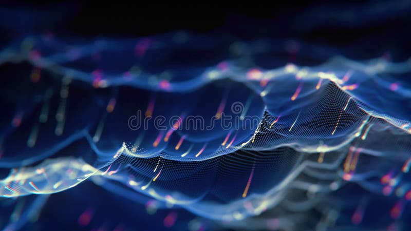 Data Lake or Ocean Background. Looped. Dot Terrain Violet Waves. Light ...