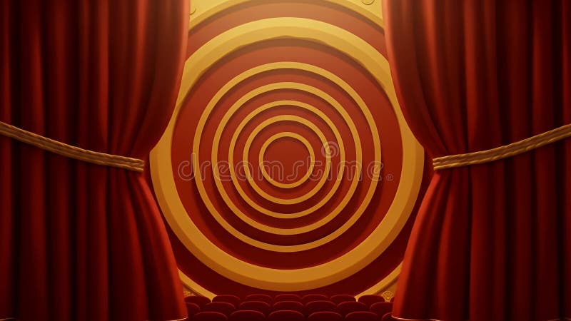 Animated Looping Pixel Concentric Circles with Red Velvet Curtains for ...