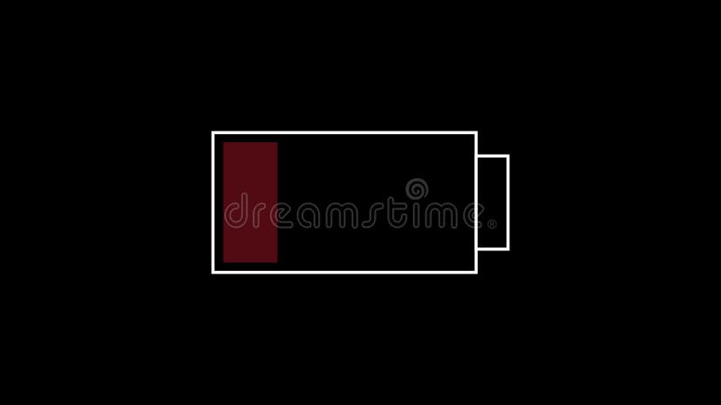 Animated Low Battery Icon Displaying a Nearly Empty Battery with a Red ...