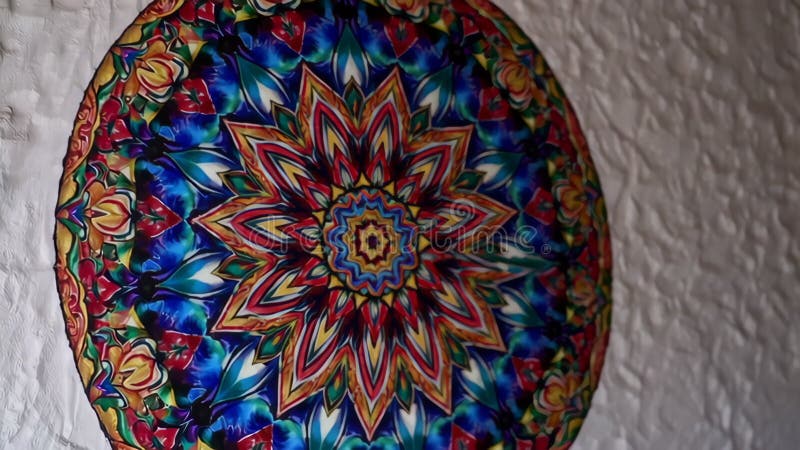 Colorful Mandala Rotating on White Textured Background Stock Footage ...