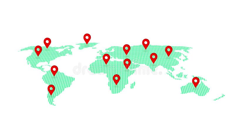 Animated Map Featuring Interconnected Location Pins on Global Maps ...