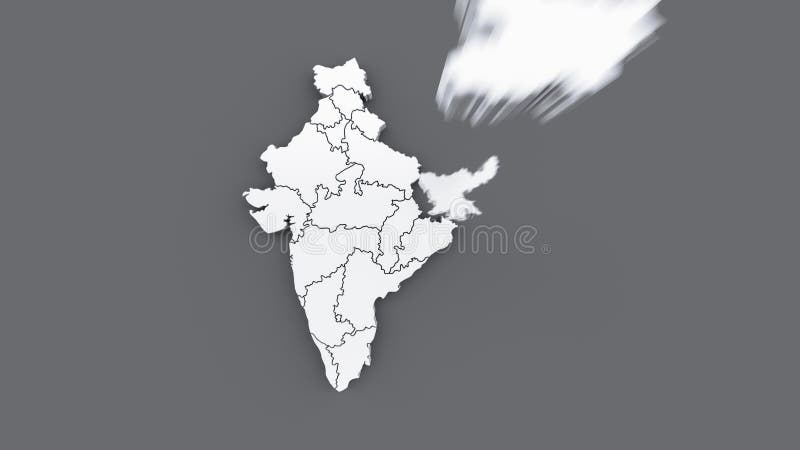 Animated Map of India, White Map on Gray Background Stock Footage ...
