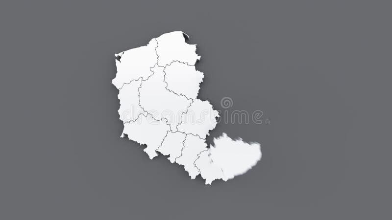 Animated Map of Poland, White Map on Gray Background Stock Footage ...