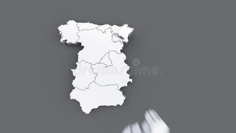 Animated Map of Spain, White Map on Gray Background Stock Video - Video ...