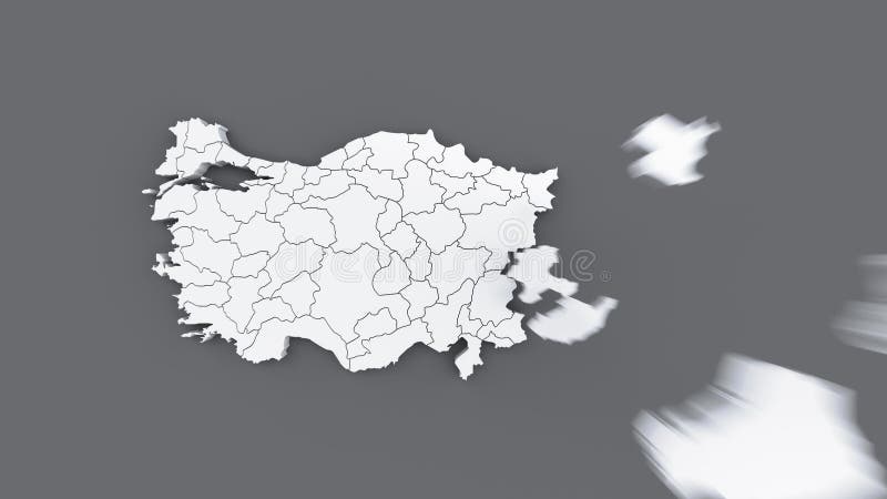Animated Map of Turkey, White Map on Gray Background Stock Video ...