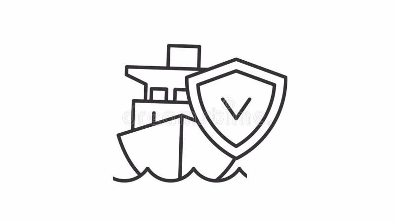 Animated Marine Coverage Linear Icon Stock Video - Video of line ...