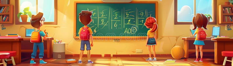 Animated Mathematics Class, Educational Theme, Vibrant Chalkboard ...