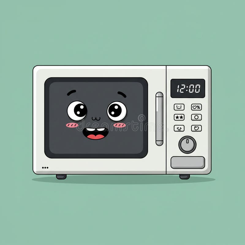Animated Microwave with a Friendly Face Displayed on Its Door. Features ...