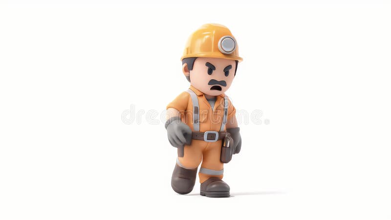 Animated Miner Walks Forward, Expressing Anger and Determination Stock ...