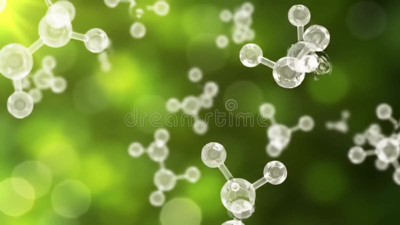 Animated Molecules on Green Background for Science, Medicine, and ...
