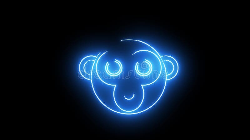 Animated Monkey Head Icon with a Glowing Neon Effect Stock Video ...