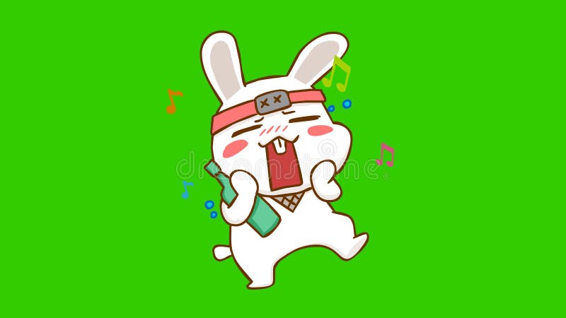 Animated Ninja Rabbit Dancing Drunk - Green Screen Stock Video - Video ...