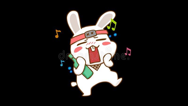 Animated Ninja Rabbit Dancing Drunk - Transparent Background Stock ...