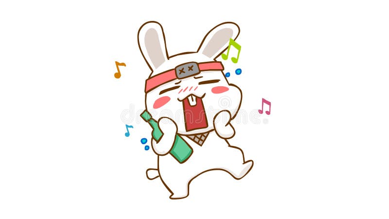 Animated Ninja Rabbit Dancing Drunk - White Background Stock Footage ...