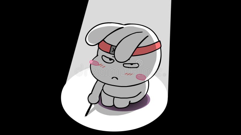 Animated Ninja Rabbit Feeling Left Out in the Spotlight - Transparent ...