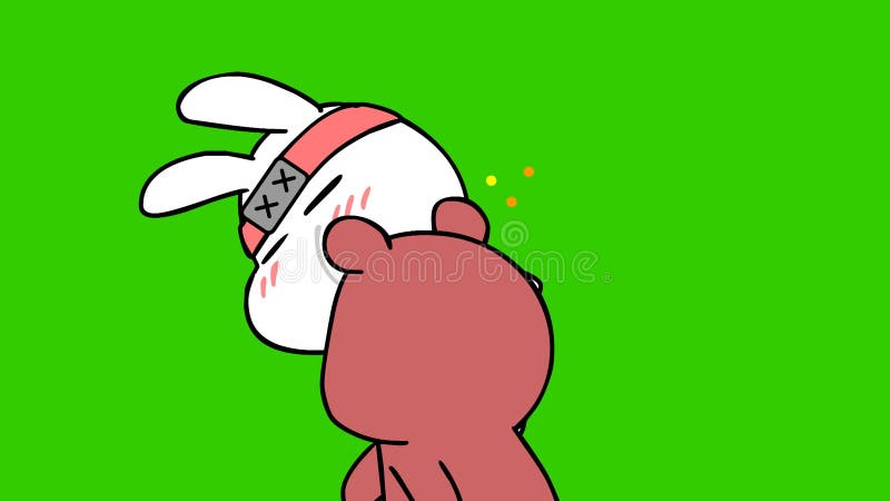 Animated Ninja Rabbit Getting Slapped in the Face, on a Green Screen ...