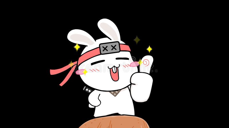 Animated Ninja Rabbit Hatching from an Egg Giving a Thumbs Up ...