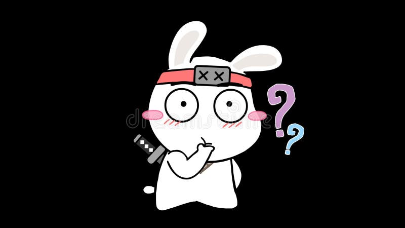 Animated Ninja Rabbit Laughing with Transparent Background Stock Video ...