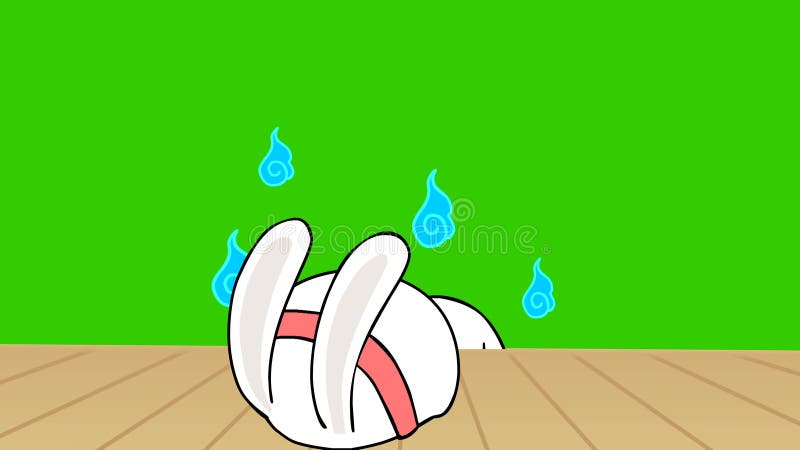 Animated Rabbit Soaking in Natural Hot Springs - Green Screen Stock ...