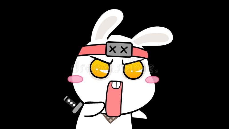 Animated Ninja Rabbit Startled and Shocked - Transparent Background ...