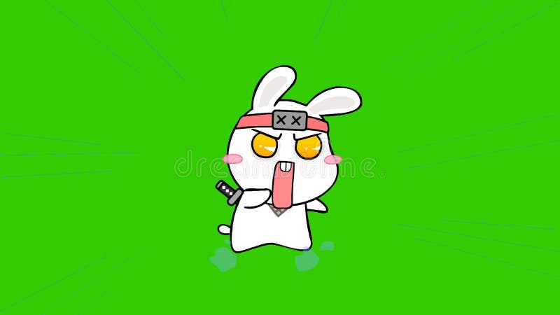 Ninja Bunny Crying in Rain - Green Screen Stock Footage - Video of ...