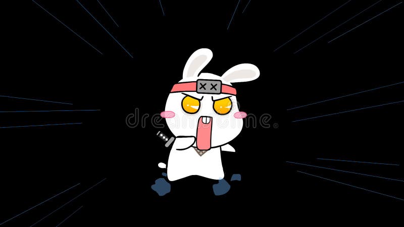 Animated Ninja Rabbit Startled and Turned into Ice - Transparent ...
