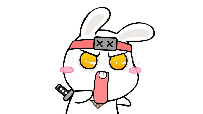 Animated Ninja Rabbit Laughing with Transparent Background Stock Video ...