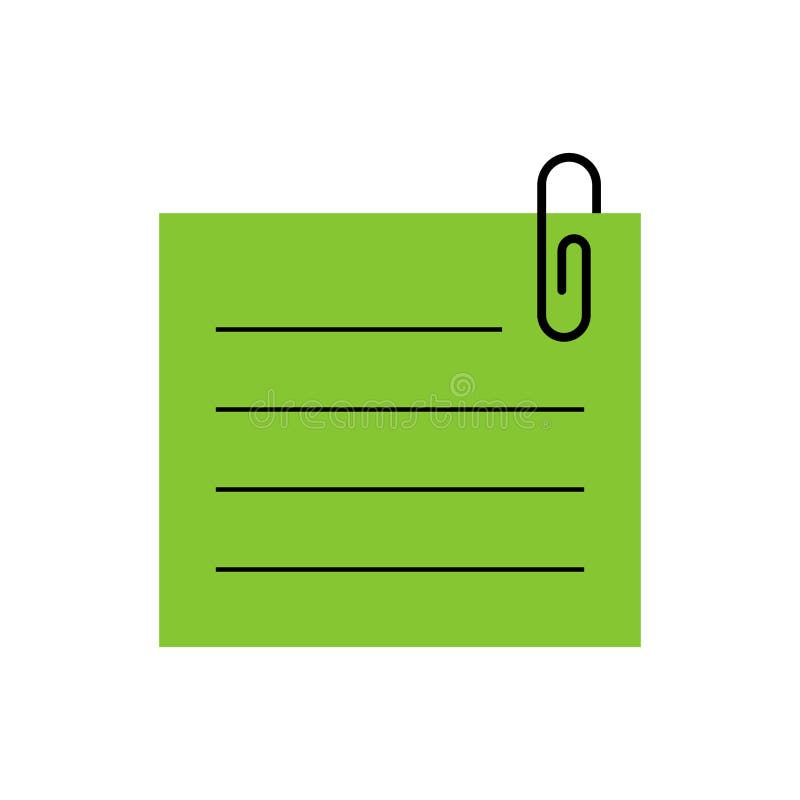 Note Memo Icon Symbol Clipart with Paperclip PNG Isolated on ...